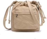 China Women Canvas Crossbody Bucket Bag 7.48x9.45x4.33 Inch Adjustable Strap Drawstring Purse for sale