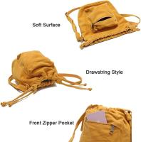 China Women Canvas Crossbody Bucket Bag 7.48x9.45x4.33 Inch Adjustable Strap Drawstring Purse for sale