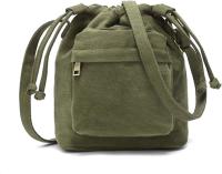 China Women Canvas Crossbody Bucket Bag 7.48x9.45x4.33 Inch Adjustable Strap Drawstring Purse for sale