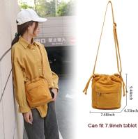China Women Canvas Crossbody Bucket Bag 7.48x9.45x4.33 Inch Adjustable Strap Drawstring Purse for sale