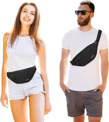 China Large Crossbody Fanny Pack 4 Zipper Pockets 14.3x5.9x3.5 Inches Water Resistant Travel Running Belt Bag for sale