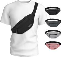 China Large Crossbody Fanny Pack 4 Zipper Pockets 14.3x5.9x3.5 Inches Water Resistant Travel Running Belt Bag for sale