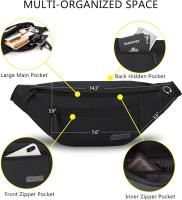 China Large Crossbody Fanny Pack 4 Zipper Pockets 14.3x5.9x3.5 Inches Water Resistant Travel Running Belt Bag for sale