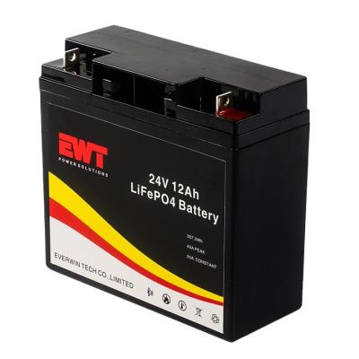 China 24V 12AH VRLA Lifepo4 Battery Deep Cycle Lithium Iron Phosphate Battery Max discharge current 10A Continuous The charging ratio 0.2C for sale