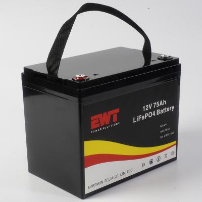 China Online Li-Fepo4 Battery Pack 12V 75AH With Bluetooth Phone App Monitor Long Cycle Life for sale