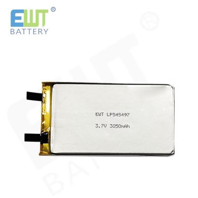 China Lithium Polymer Battery LP545497 3.7V 3050mAh with Overcharge Protection and PCB Safety Features for sale