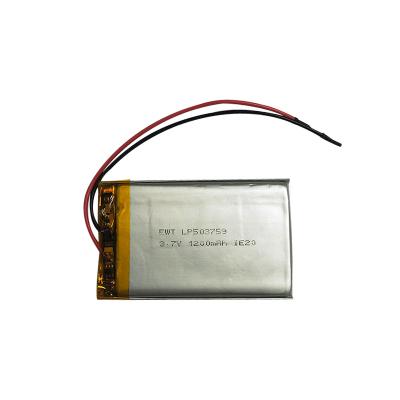 China LP503759 3.7V 1200mAh Li-Polymer Power Cell with Max Charging Current of 1C for sale