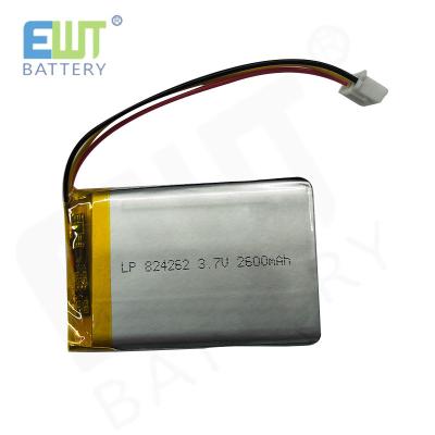 China LP824262 3.7V 2600mAh High Capacity LiPo Pack Power for LED Device for sale