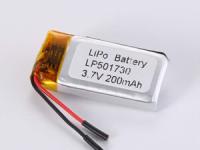 China LP501730 200MAH High Energy Density Lithium Polymer Rechargeable Battery Maximum Discharge Current 0.35A 3.7V Voltage for sale