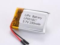 China Industrial and Commercial 3.7V 230MAH 500 Cycles Lithium Polymer Rechargeable Battery with Short Circuit Protection LP551927 for sale