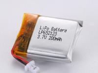 China LP652123 3.7V 200MAH Business Type of Silver Lithium Polymer Battery with Safety Features Overcharge Protection and Color for sale