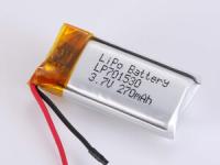 China LP701530 3.7V 270MAH Lithium Polymer Battery with PCM and Short Circuit Protection for sale