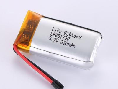 China LP801730 3.7V 350MAH LiPo Battery for Any Application Durable and Temperature Resistant for sale