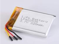 China LP402535 3.7V 320MAH Li-ion Battery with 2 Hours Charging Time and Silver Foil And Transperant Pvc for sale