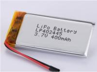 China LP402445 3.7V 400MAH Silver Foil and Transperant Pvc Lithium Polymer Battery with Wires 50 Mm Red Wire And Black Wire Lithium Cobalt Oxides for sale