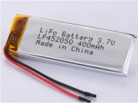 China Silver Foil And Transperant Pvc LP452050 3.7V 400MAH 50 Mm Red Wire Polymer Li-ion Rechargeable Cell Sample Acceptance for sale