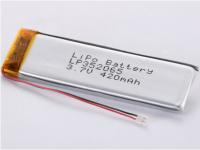 China LP352065 3.7V 420MAH Lithium Polymer Battery with 50mm Red and Black Wires ROHS Certified 12 Months Guarantee for sale