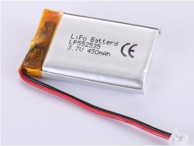 China LP552535 3.7V 450MAH Low Temperature Lithium Polymer Battery ROHS Certified and Suitable for Industrial Applications for sale