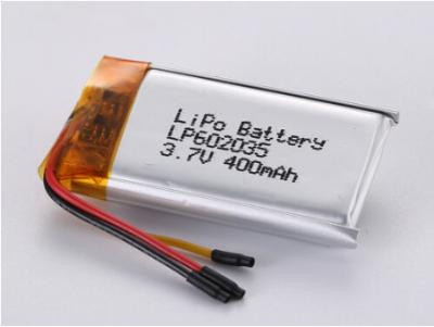China LP602035 3.7V 400MAH Low Temperature Li-po Battery Lithium Cobalt Oxides Silver Foil Transperant Pvc Sample for sale