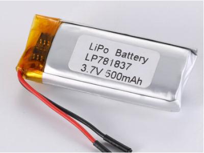 China LP781837 3.7V 500MAH 1C Contant Discharge Current Lithium Polymer Battery For Smartphones Pure Cobalt Anode Material Other for sale