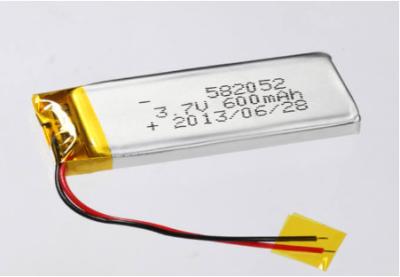 China 3.7V 600MAH CC/CV Charge Method Prismatic Li Ion Battery Manufacturers 582052 Lithium Polymer Battery Silver for sale