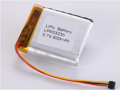 China LP633235 3.7V 800MAH Li-polymer Battery CE Certified for -20°C To 60°C Industrial Applications for sale