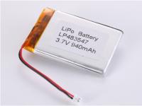 China LP483547 3.7V 940MAH Lithium Polymer Battery with ROHS Certification and Wide Temperature Range for sale