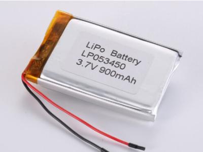 China LP053450 3.7V 900MAH li ion battery manufacturers Chemical Composition Lithium Polymer High Capacity LiPo Pack Discharging Temperature -20°C To 60°C for sale