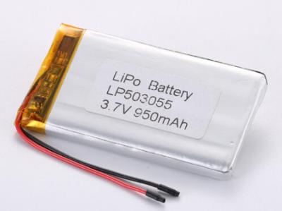 China LP503055 3.7V 950MAH li ion battery manufacturers Long-Lasting Lithium Polymer Rechargeable Battery Discharging Temperature -20°C To 60°C for sale