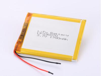 China Chemical Composition Lithium Polymer Battery LP336070 3.7V 1700MAH with Overdischarge Protection and High Discharge Rate for sale