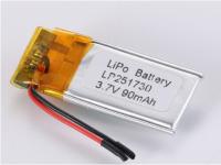 China Chargeable 3.7V 90MAH Li Ion Battery Manufacturers , PCB Protected Lithium Polymer Battery with Overcurrent Protection for sale