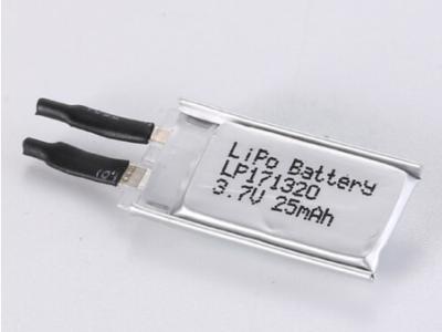 China LP171320 3.7V 25MAH Lightweight and Powerful Lithium Polymer Rechargeable Battery with PCB Protection for sale