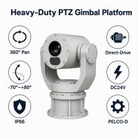 China T-U-006 Heavy-Duty Direct-Drive PTZ Gimbal 360° Continuous Pan -70° to 80° Tilt IP66 DC24V PELCO-D RS485 422 Aluminium Payload Platform for Thermal Camera Laser Rangefinder Surveillance for sale