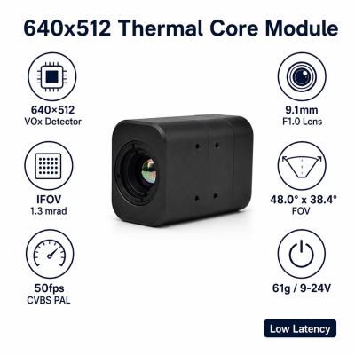 China JTA-IR006CA 640x512 Uncooled VOx Thermal Imaging Module 9.1mm F1.0 Lens CVBS PAL 50fps 48° FOV <20ms <1.5W 9-24V 61g Infrared Core for Aerial Photography & Industrial Inspection for sale