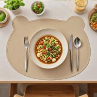 China Customized Silicone Food Grade Children'S And Toddler Meal Mats Without Bisphenol A Silicone Bear Shaped Table Mats for sale