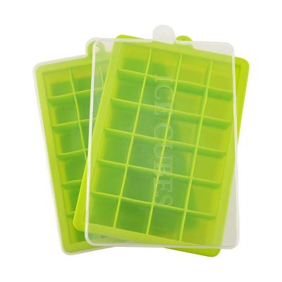 China Silicone Ice Grid Food Grade Silicone Ice Cube Mold With Easy Demolding And Cover for sale
