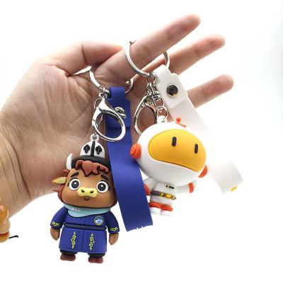 China Customized Cute 3D Keychain Rubber Cartoon Silicone Pendant Linked With Silicone Rubber Doll for sale