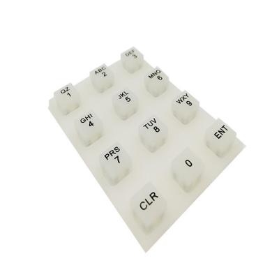 China Custom Silicone Rubber Keypads 80 Shore A 3x4 Matrix Backlit Remote Control Keypad OEM Rubber Buttons for sale