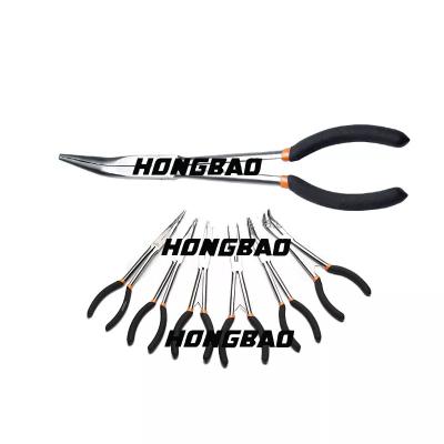 China 45 Degree Vde Long Needle Nose Pliers With Bent Tip Extra Long Angled Clip Curve for sale