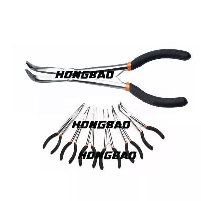 China Bent Long Nose Pliers Bent 90 Degree Angled Curve  Long Reach Circlip Pliers for sale