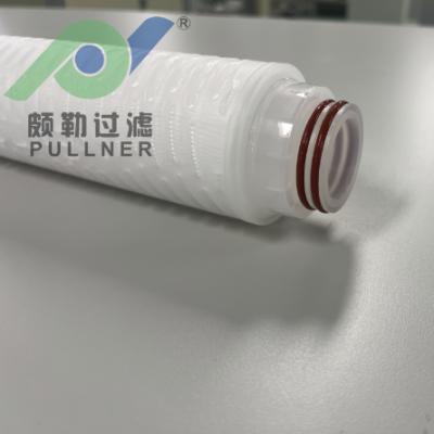 China 40-Inch PTFE Pleated Filter Cartridge with Red Silicone for High Flow Rate Chemical and High-Purity Liquid Filtration for sale