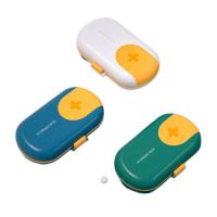 China Small Travel Pill Cutter Moisture Proof Pill Box 4 Compartments Pill Splitter 10x6x2.5cm for sale