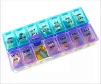 China Weekly Pill Organizer 7 Day 2 Times a Day Large Medicine Box Food Grade Plastic Pill Container for sale