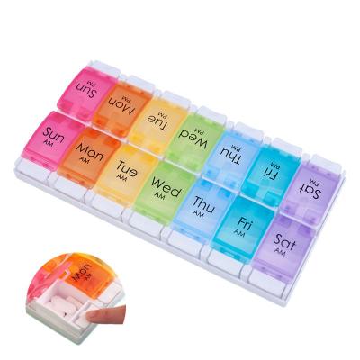 China 7 Day Pill Case Spring Assisted Open Weekly Pill Organizer Travel Storage 7 Day Pill Box for sale