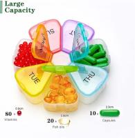 China Weekly Large Pill Organizer 7 Day Round Colorful Pill Box with 7 Compartments Pill Case for sale