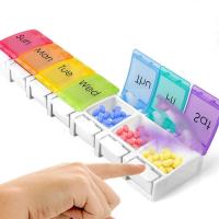 China 7 Day Pill Organizer Weekly Pill Box with Spring Assisted Open Design Large Compartments BPA Free for sale