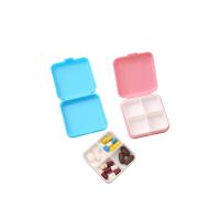 China Small Pill Box Organiser Daily Pill Case 4 Compartments Food Grade Plastic 6.3cm for sale
