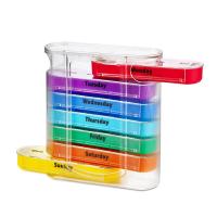 China 28-Day Pill Organizer 4 Times Daily Rainbow PS Plastic Medicine Storage Case for sale