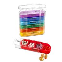 China 28-Day Pill Organizer 4 Times Daily Rainbow PS Plastic Medicine Storage Case for sale