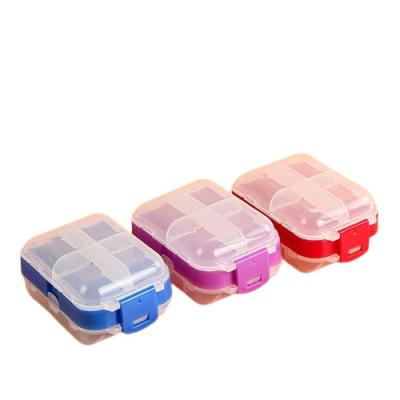 China Custom Logo 7 Day Pill Organizer 8 Compartment Thick Plastic Travel Medicine Box Portable 10x6.5x3.5cm for sale